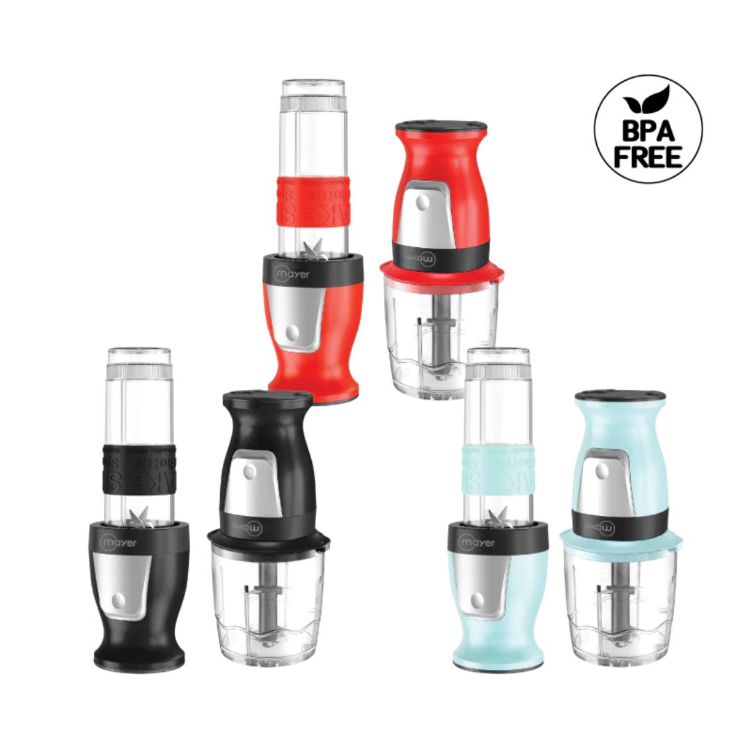 Mayer Mini 2-in-1 Blender Plus Chopper Ice Blue | Black | Red | Plastic ...