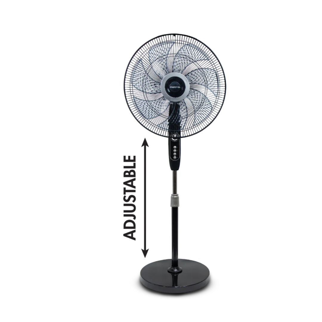 Mistral 18" Stand Fan Black | Plastic | Adjustable Height | 3 Speed ...